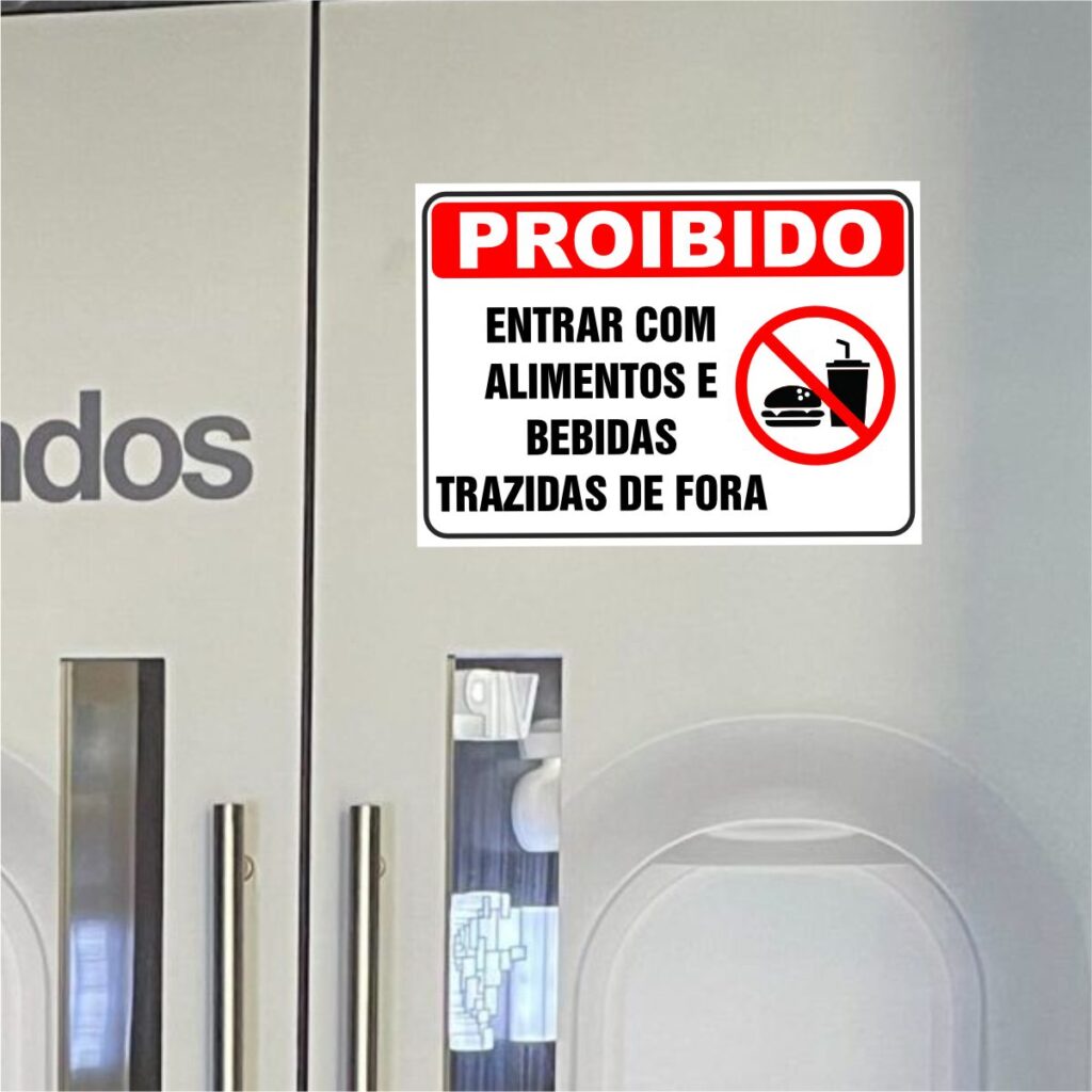 Placa Sinalização Proibido Entrar com Alimentos - Magazine do Adesivo